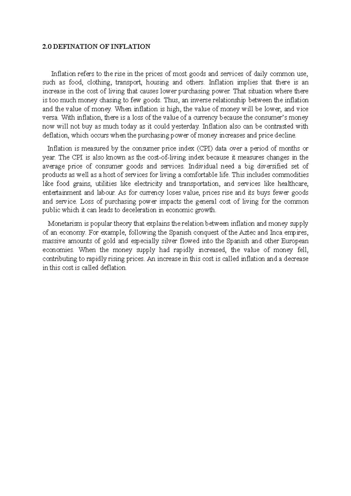 ECO 211 Defination OF Inflation - 2 DEFINATION OF INFLATION Inflation ...