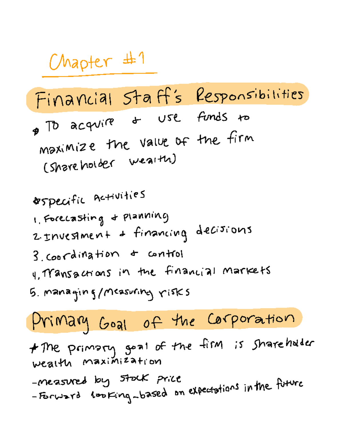 Fin. MGMT Chapter 1 - Chapter Financial staff's Responsibilities To ...