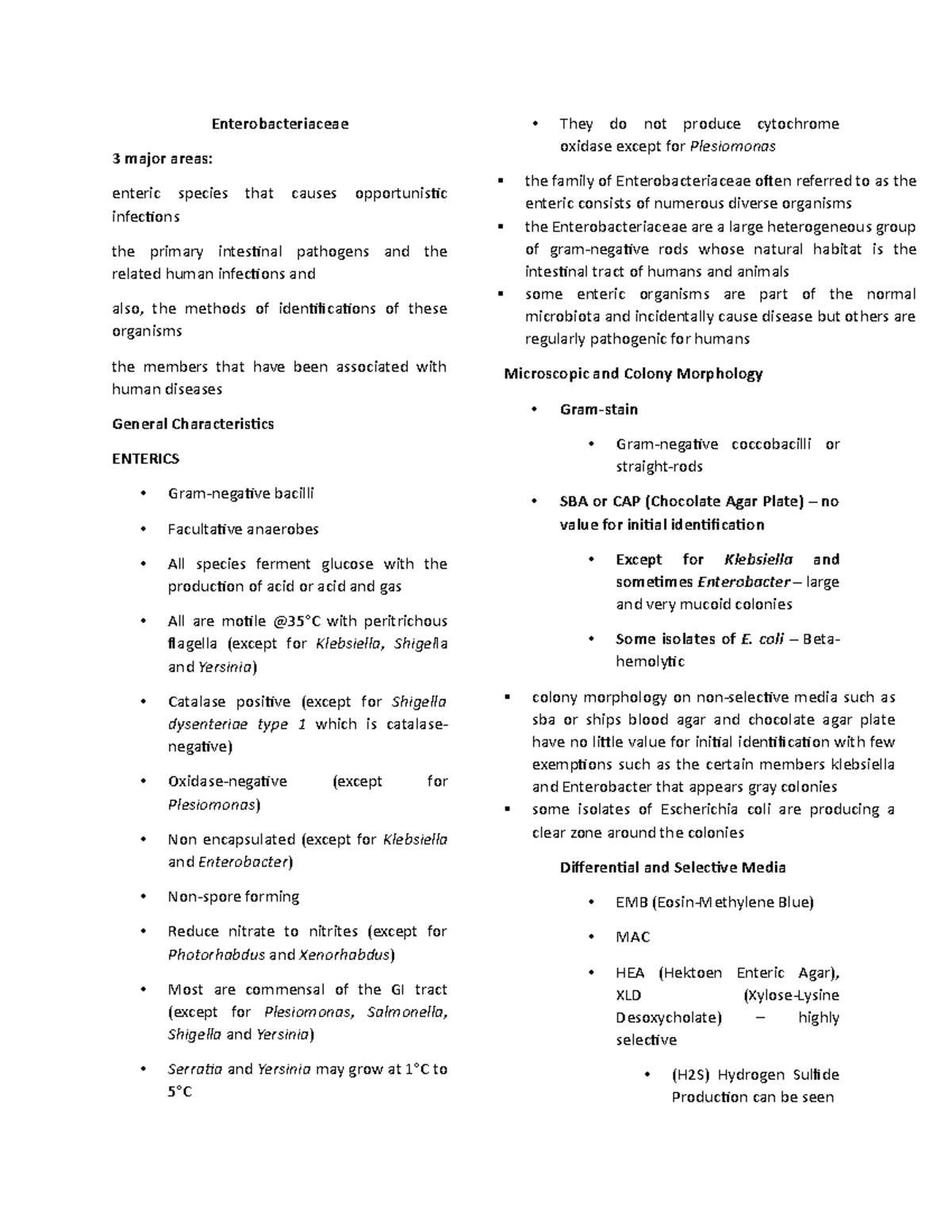 Week 10 Enterobacteriaceae - Enterobacteriaceae 3 major areas: enteric ...