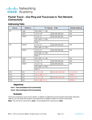 11.7.5 Packet Tracer - Subnetting Scenario Completed CSCO290 - Packet ...