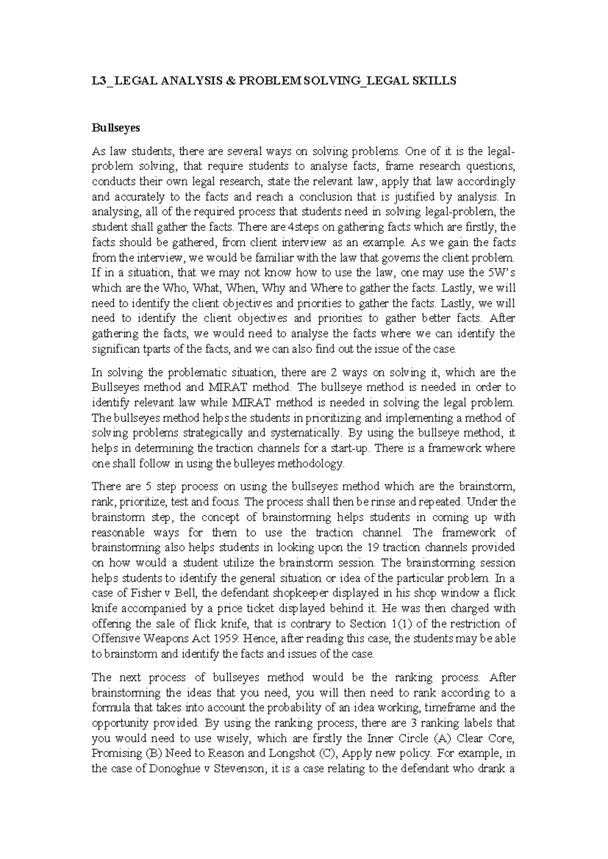 L3 Legal Analysis & Problem Solving Legal Skills - L3_ LEGAL ANALYSIS ...