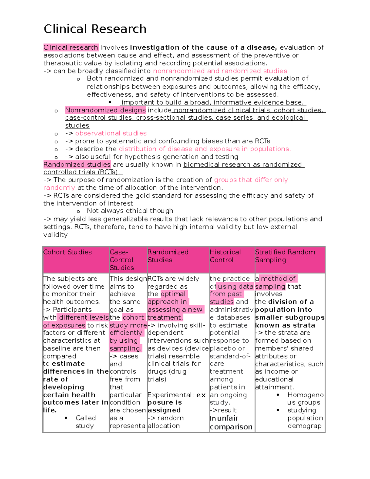 Clinical Research Notes - Clinical Research Clinical research involves ...