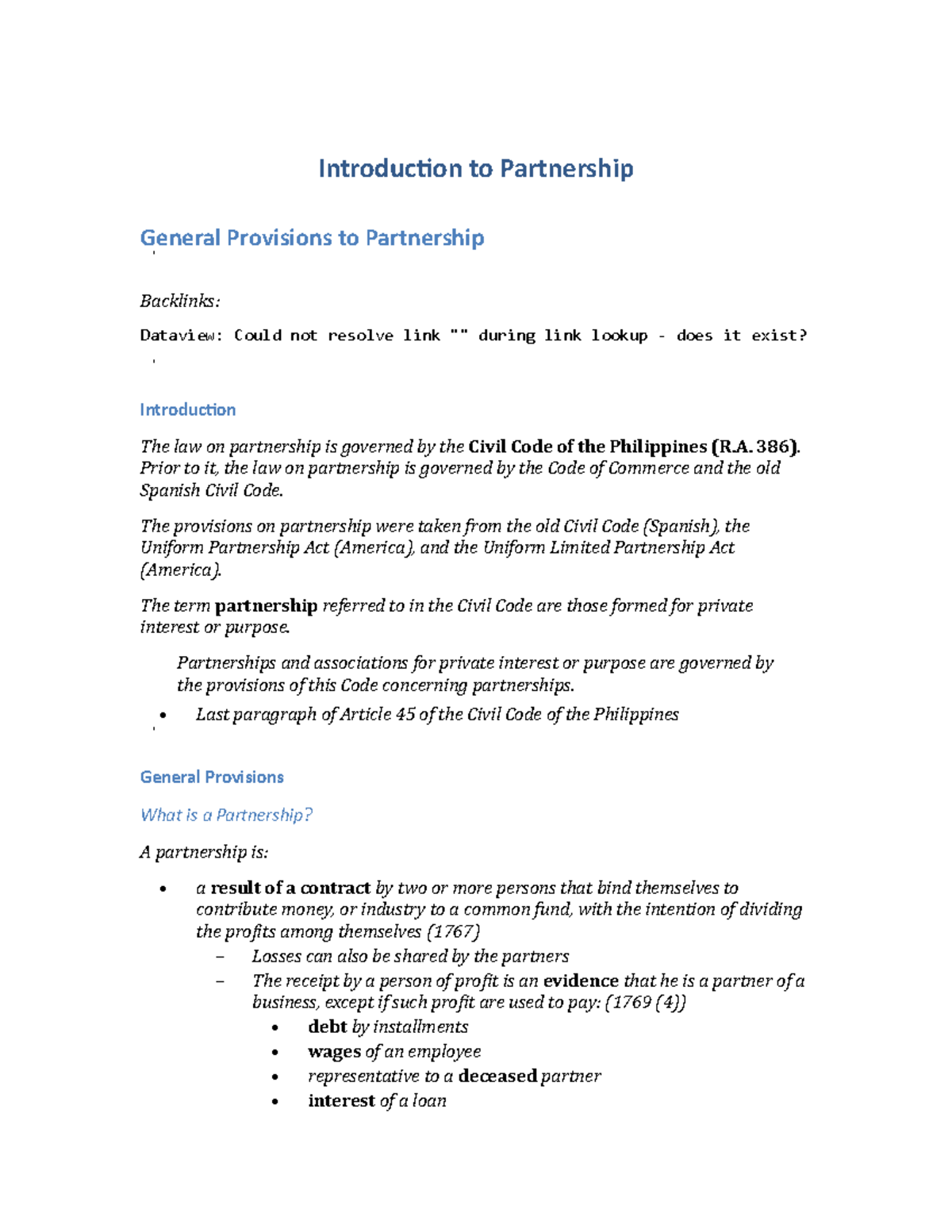 lecture on Introduction-to-Partnership law - Introduction to ...