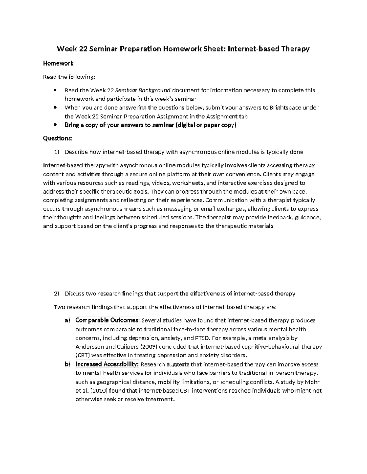 Week 22 Seminar Prep Homework worksheet copy - Week 22 Seminar Preparation Homework Sheet: - Studocu