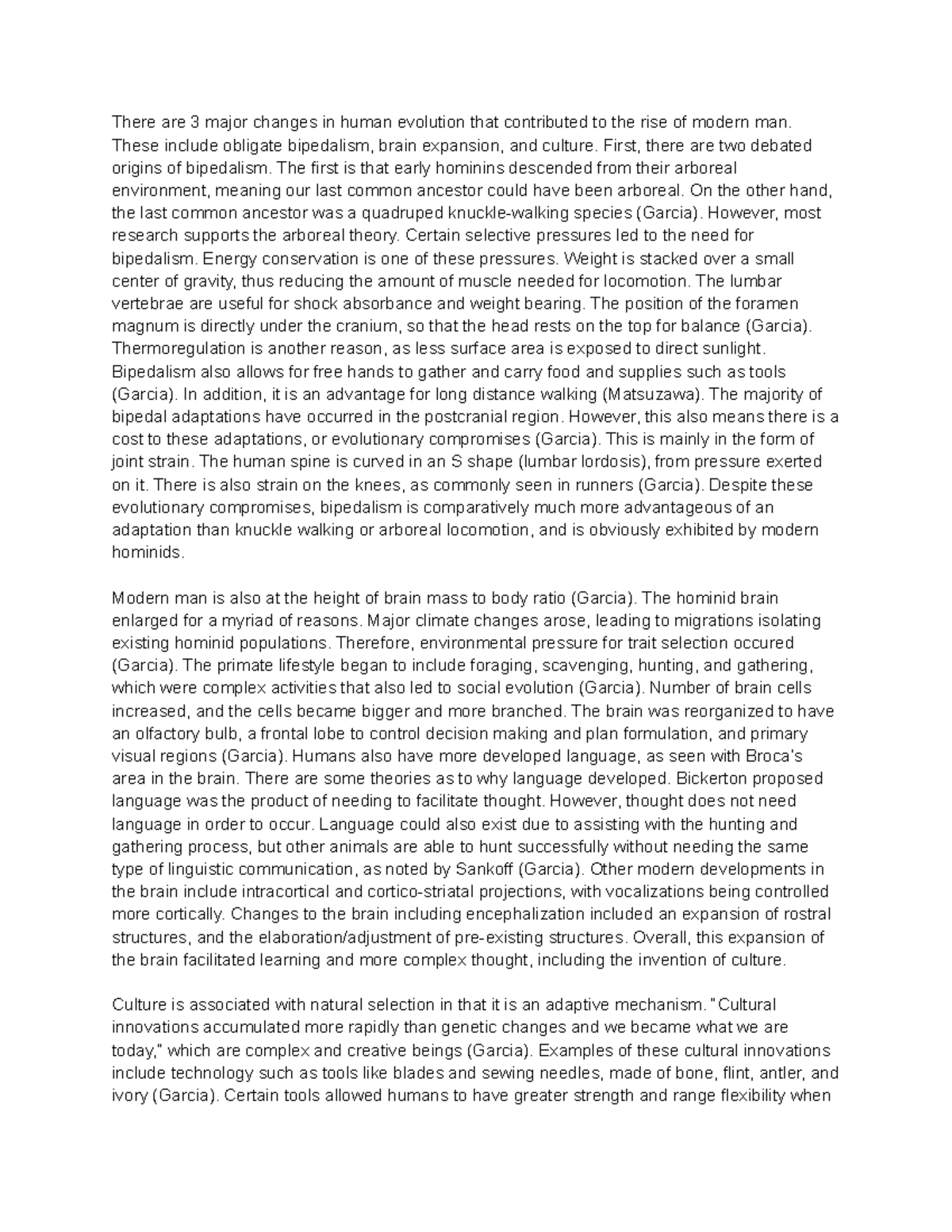 Discussion 16 The Major Changes in Human Evolution - There are 3 major ...