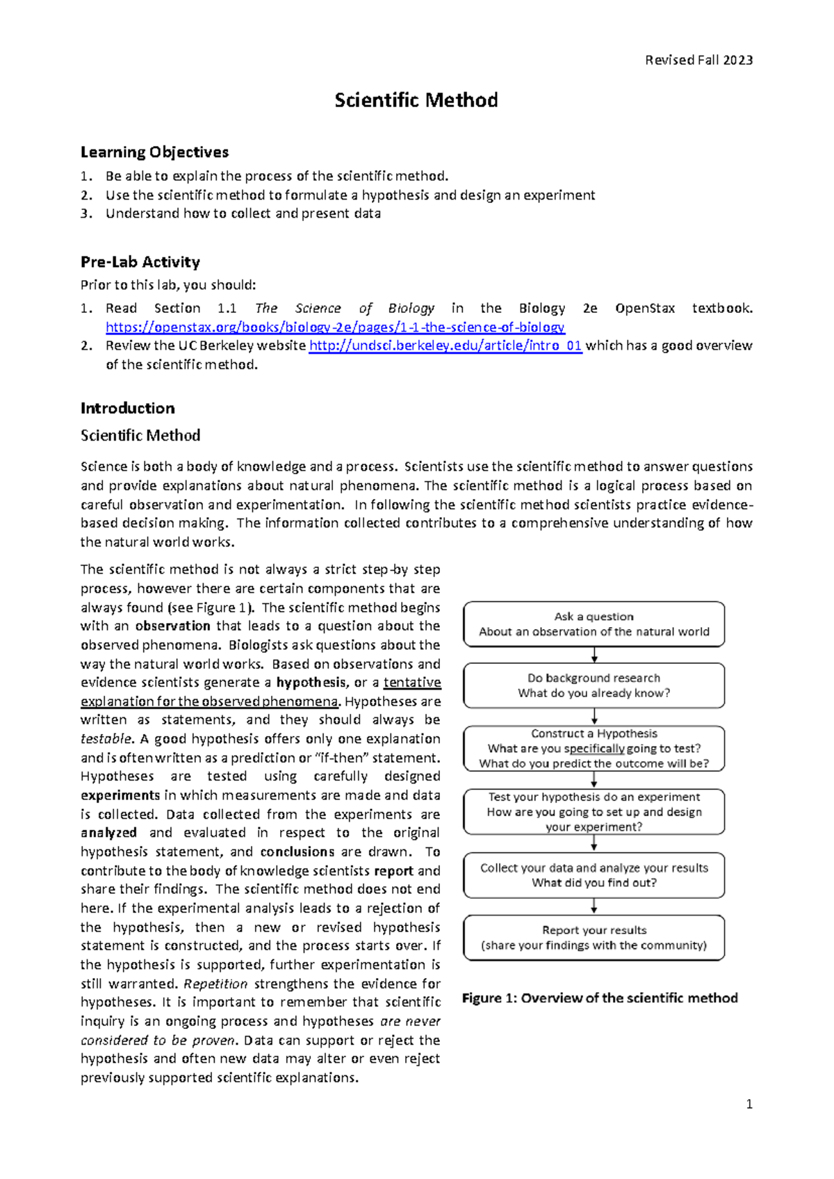 1107 Lab 1 - Scientific Method F23 - Scientific Method Learning ...