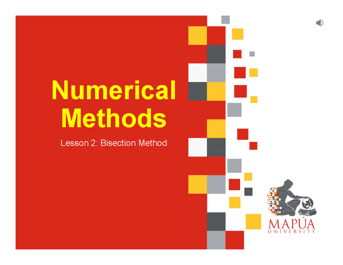 Lesson 2 Bisection method - Warning: TT: undefined function: 32 Numerical Methods Lesson 2 ...
