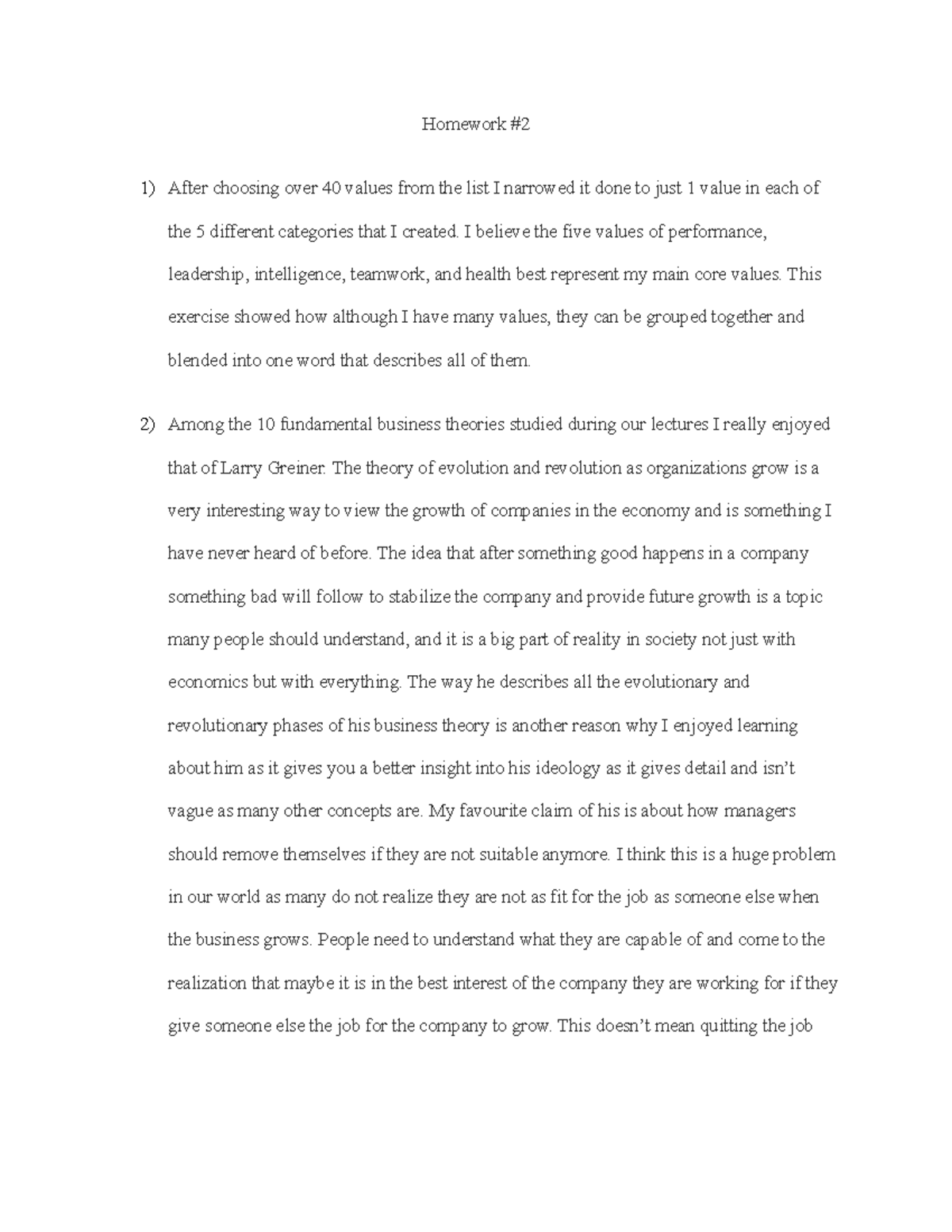 COMM 210 Homework #2 - Homework # After choosing over 40 values from ...