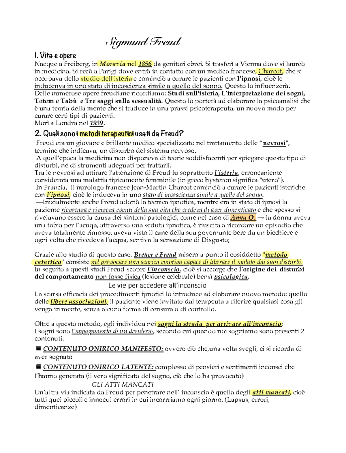 Freud - Sigmund Freud 1. Vita e opere Nacque a Freiberg, in Moravia nel ...