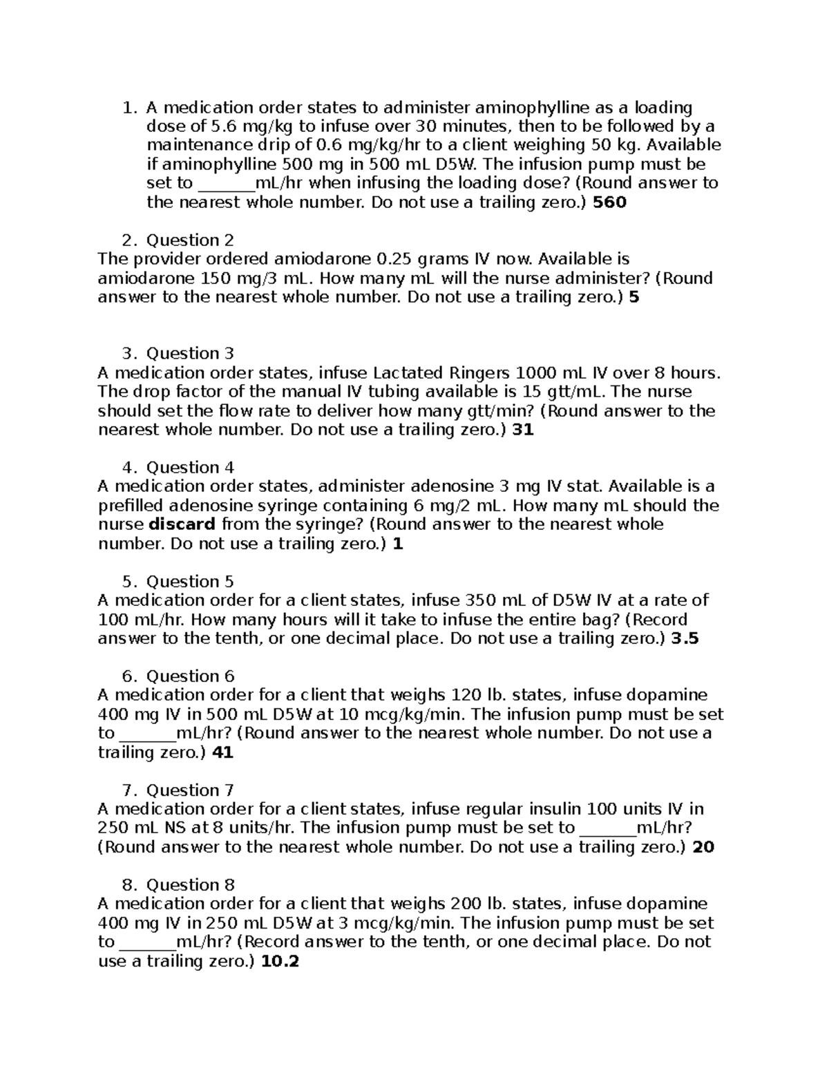 Dosage mdc4 - version 2 - A medication order states to administer ...