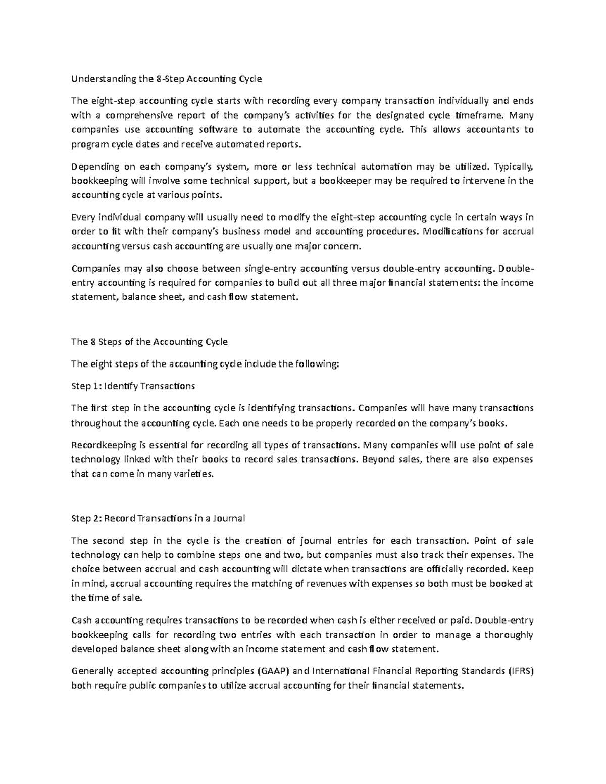 Accounting cycle a brief discussion - BOU - Studocu