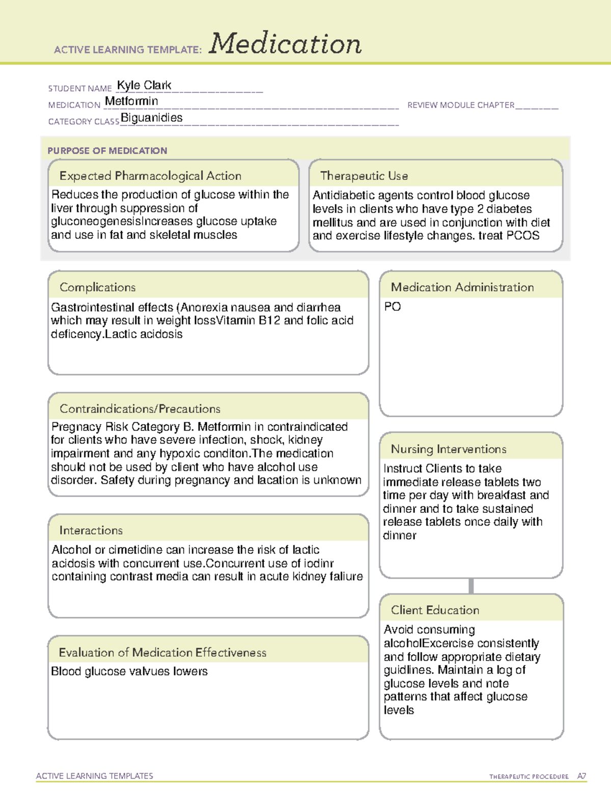 Metformin - Medical surgical work for the course - ACTIVE LEARNING ...