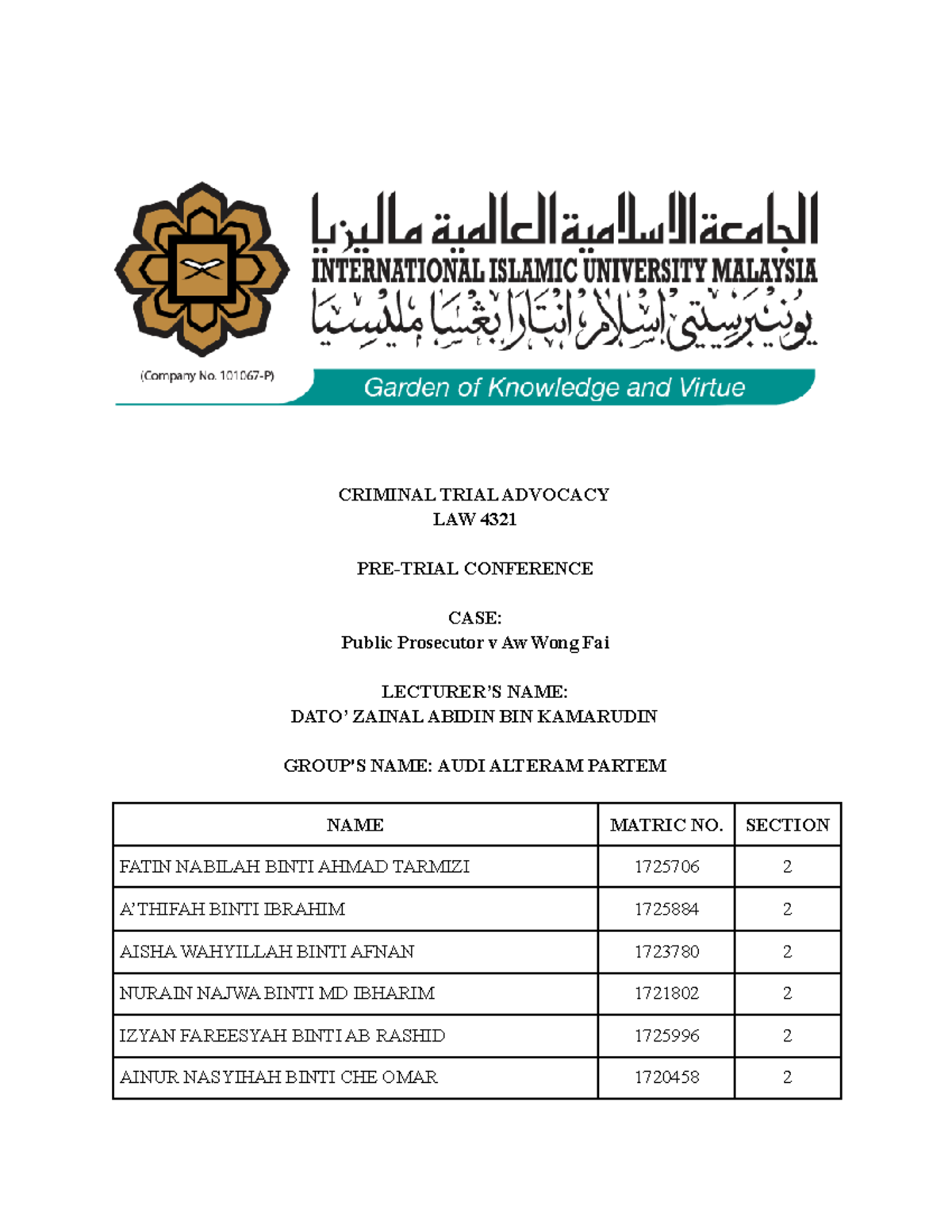 Script PTC AUDI Alteram Partem - Criminal Procedure - Studocu