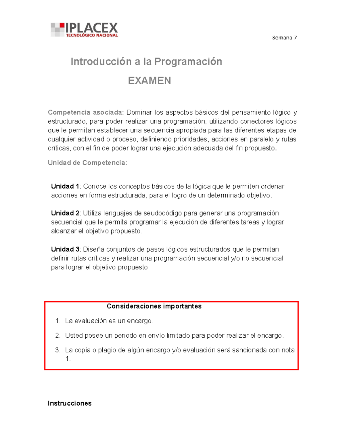 examen introduccion a la programacion - Introducción a la Programación EXAMEN Competencia ...