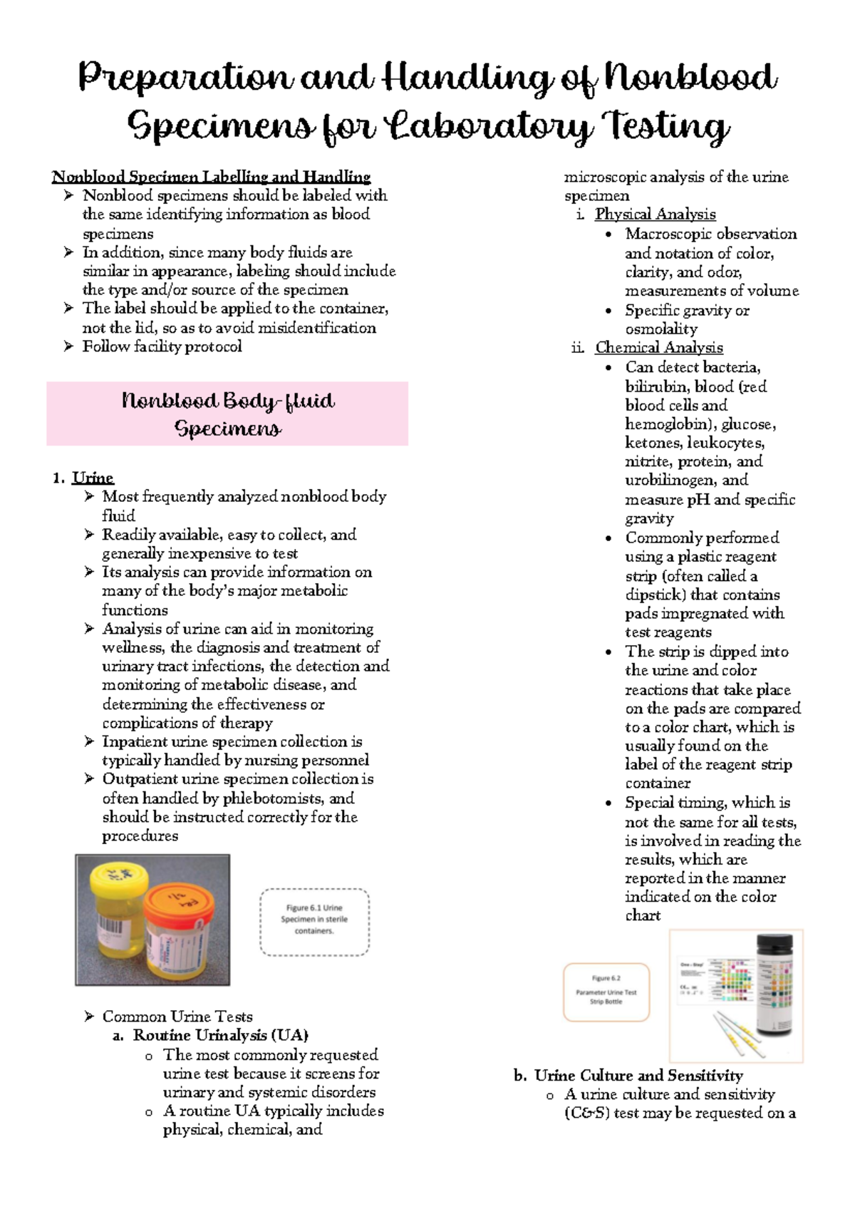 Lesson 6 - Preparation and Handling of Nonblood Specimens for ...