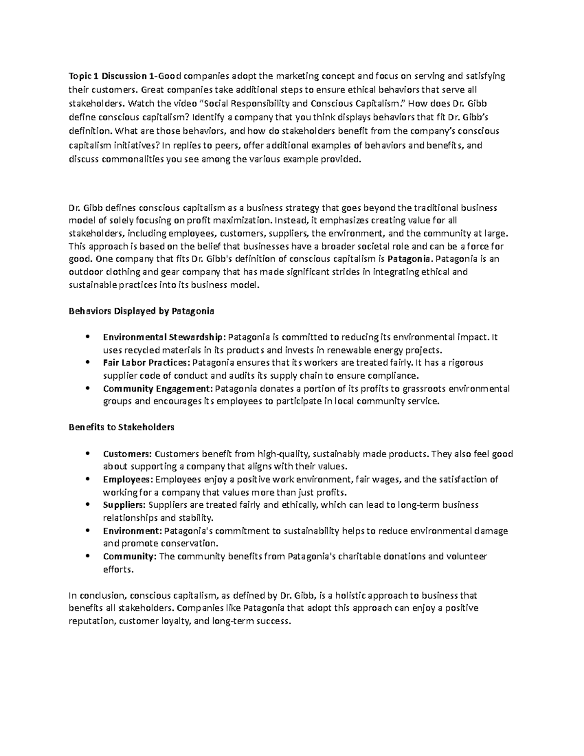 Topic 1 Discussion - Topic 1 Discussion 1-Good companies adopt the ...