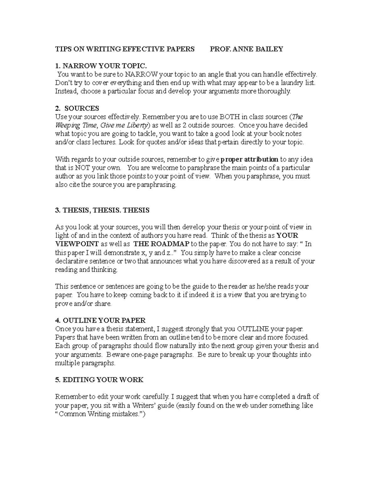 Foundations Writing Tips - TIPS ON WRITING EFFECTIVE PAPERS PROF. ANNE ...