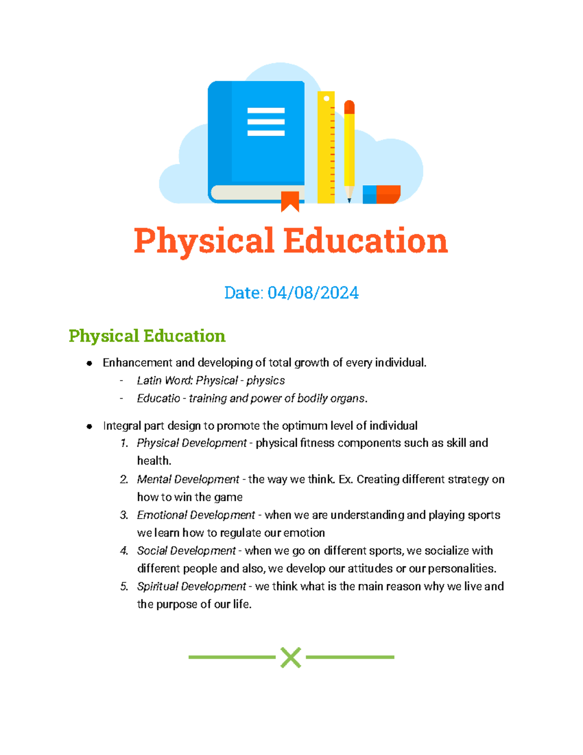 Physical Education - Physical Education Date: 04/08/ Physical Education ...
