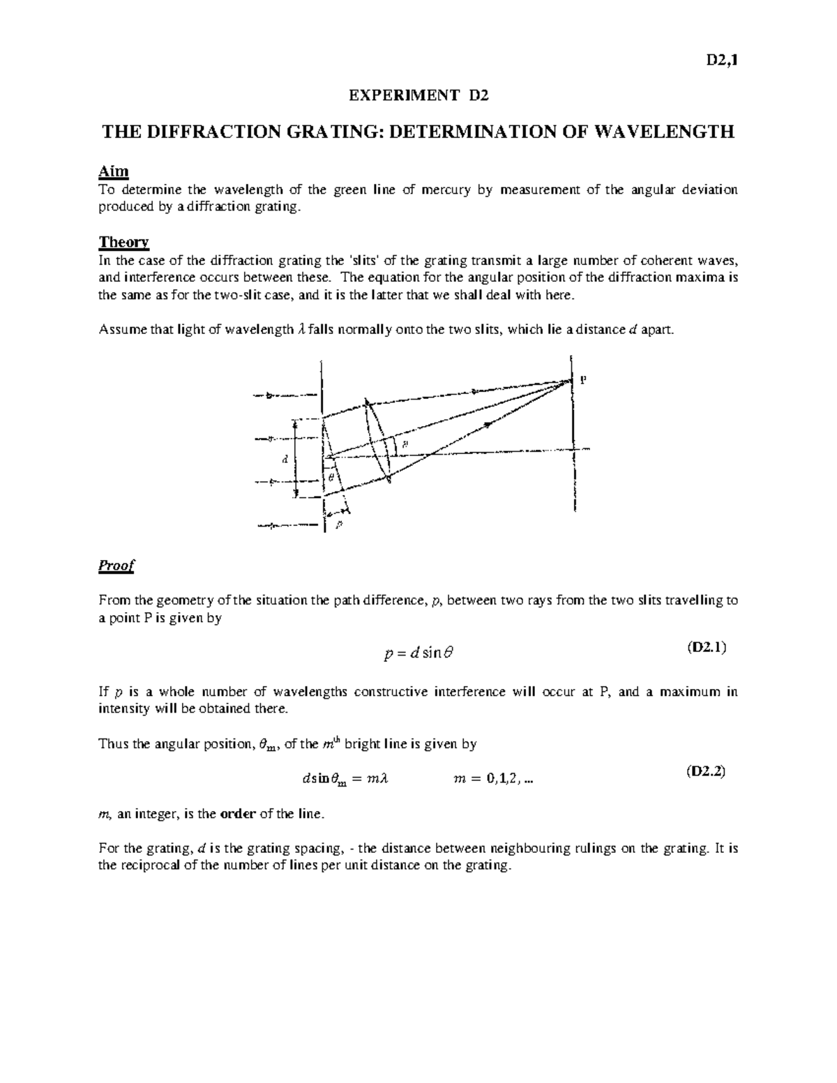 Exp D2 Manual - I help on how to present m data on the table and how to ...