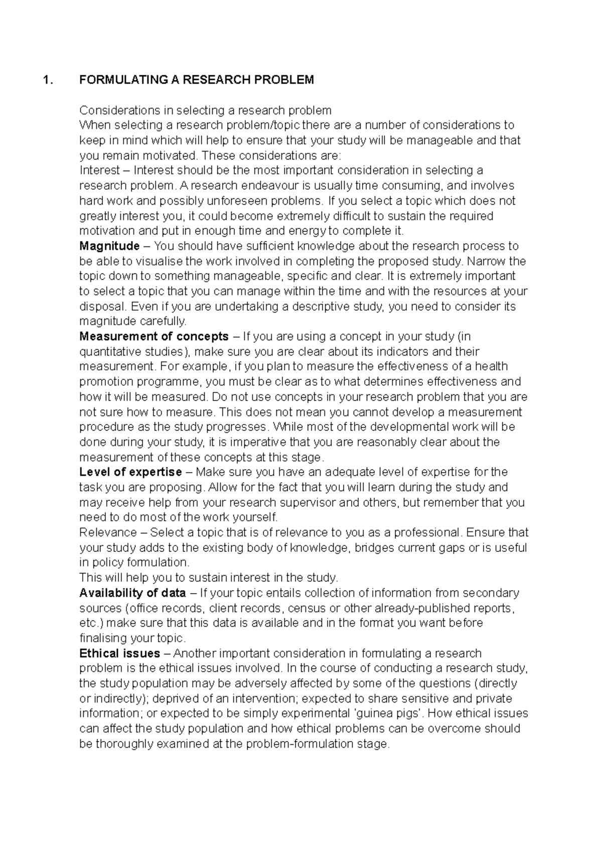 Research Proposal template (002) - 1. FORMULATING A RESEARCH PROBLEM ...