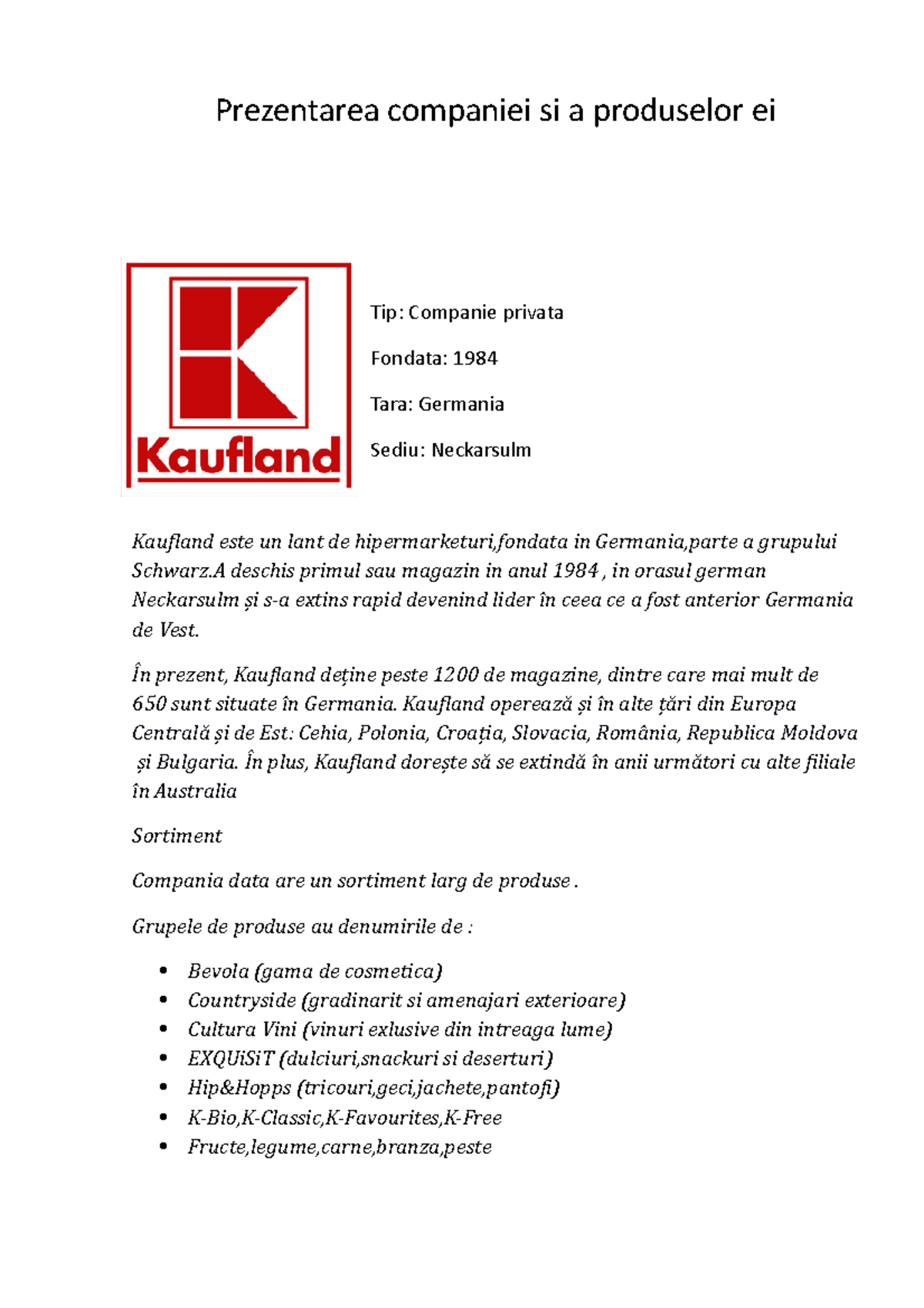 Prezentare companie - introducere proiect management - Prezentarea ...