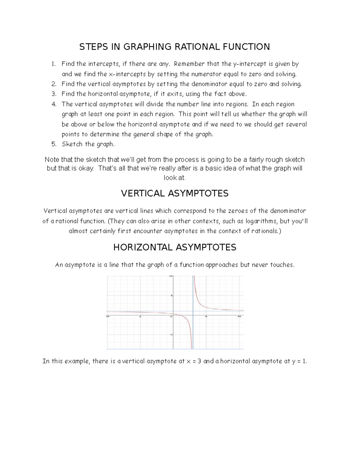 Steps IN Graphing Rational Function - STEPS IN GRAPHING RATIONAL ...