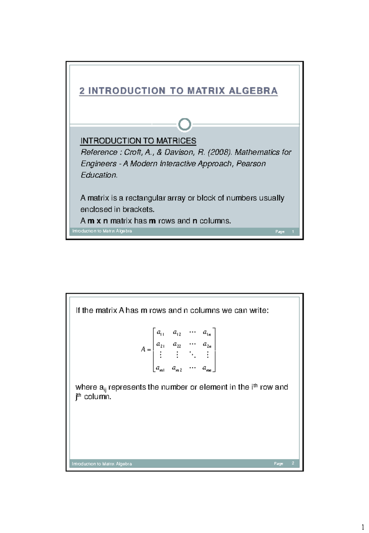2. Matrix Algebra - Further Mathematics for Construction - IVE - Studocu