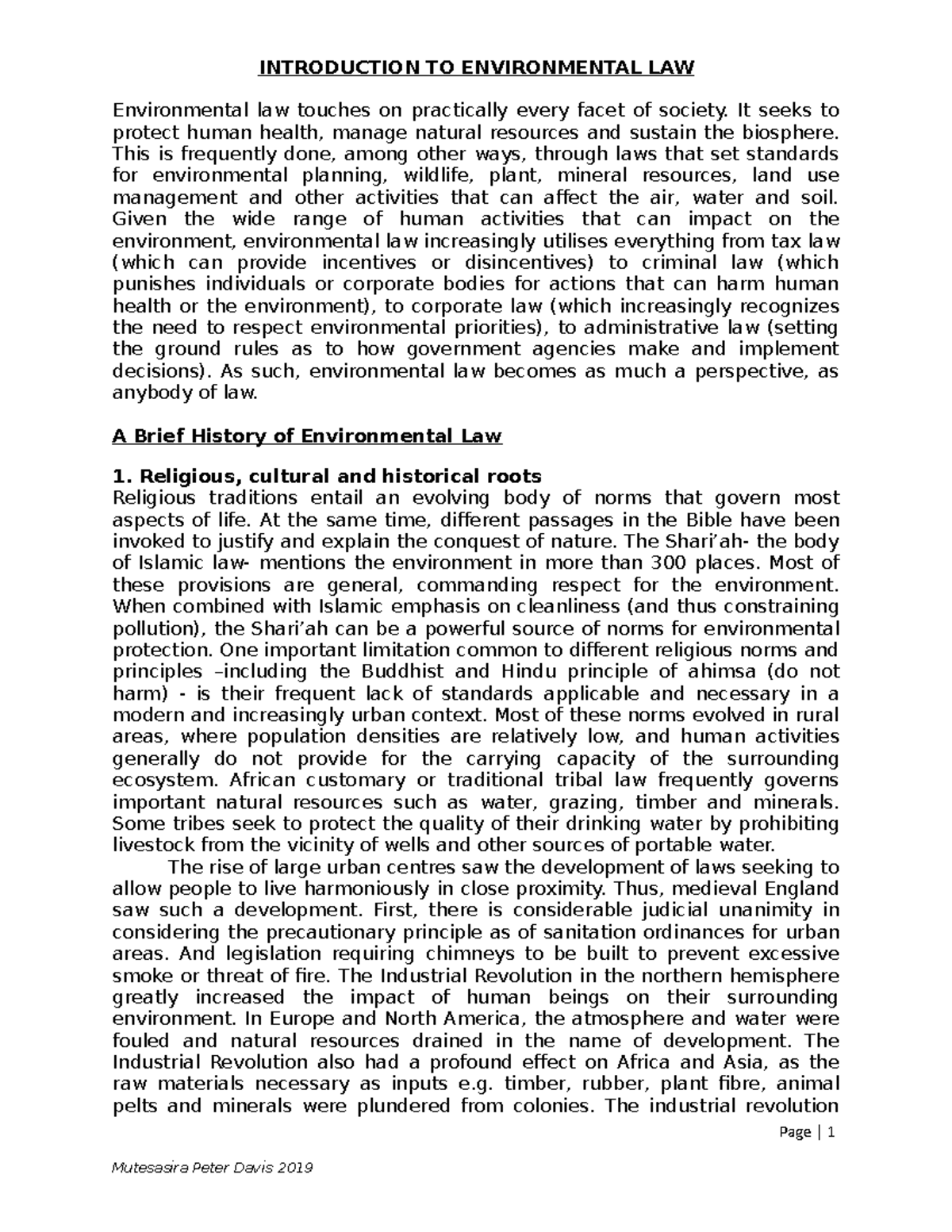 Introduction TO Environmental LAW AND Policy 2020 - INTRODUCTION TO ...