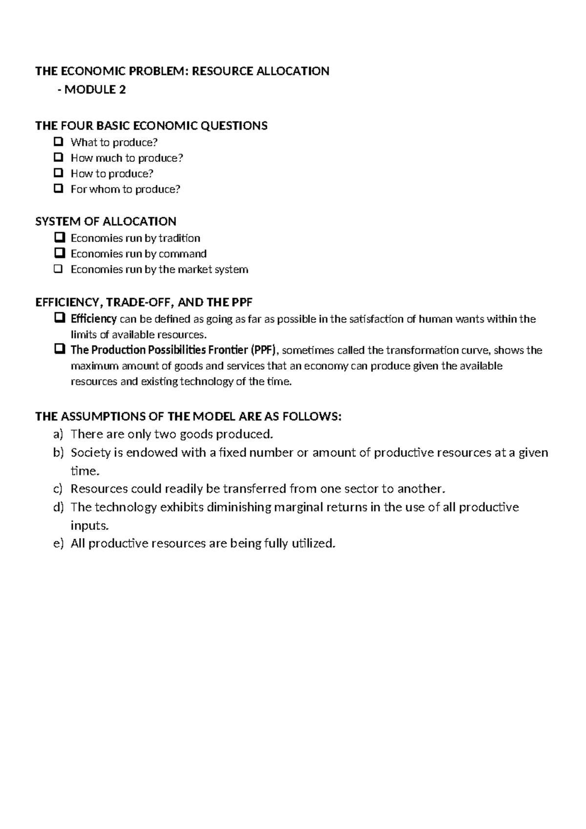 THE Economic Problem ( Resource Allocation)- Module 2 - THE ECONOMIC ...