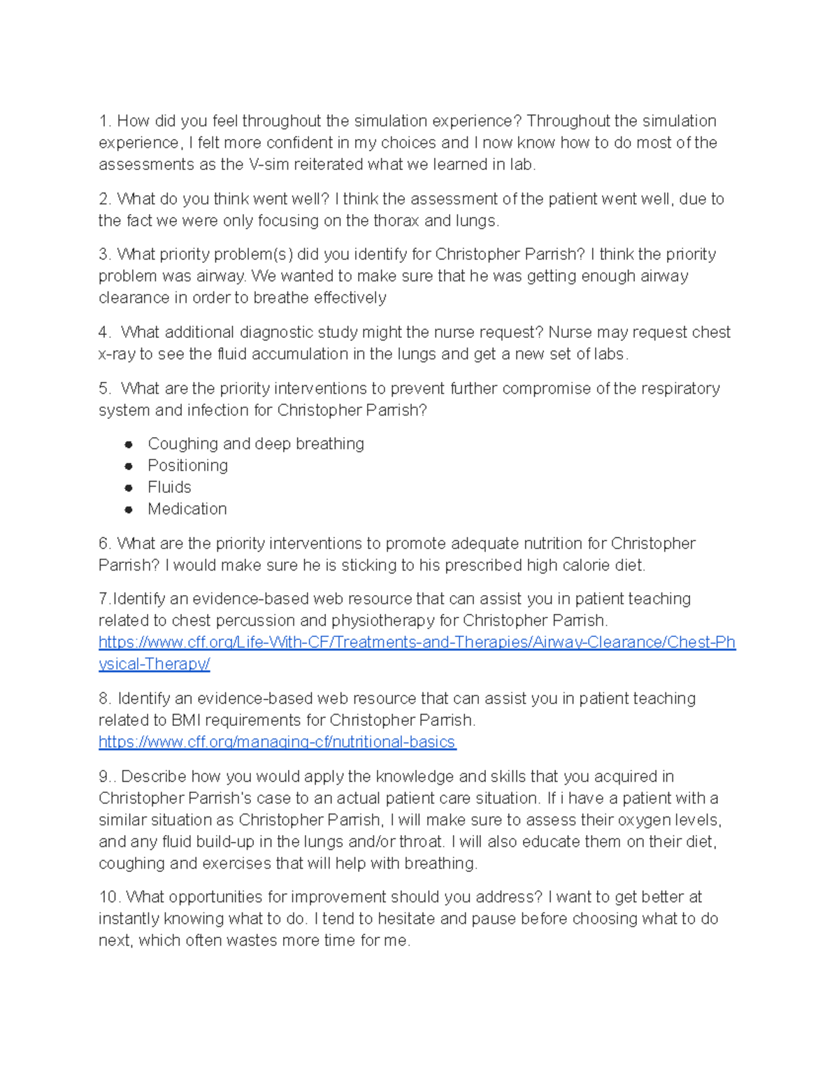 Untitled document - V-Sim assignment - How did you feel throughout the ...