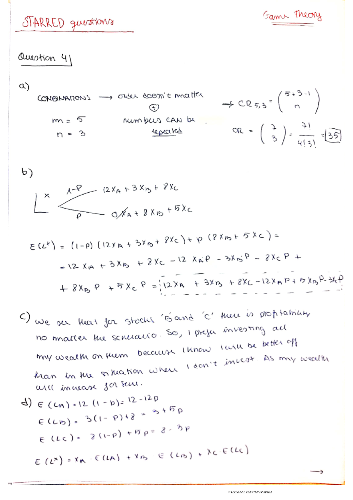 Starred questions 4, 5, 6 Game theory exercices - Introduction to game ...