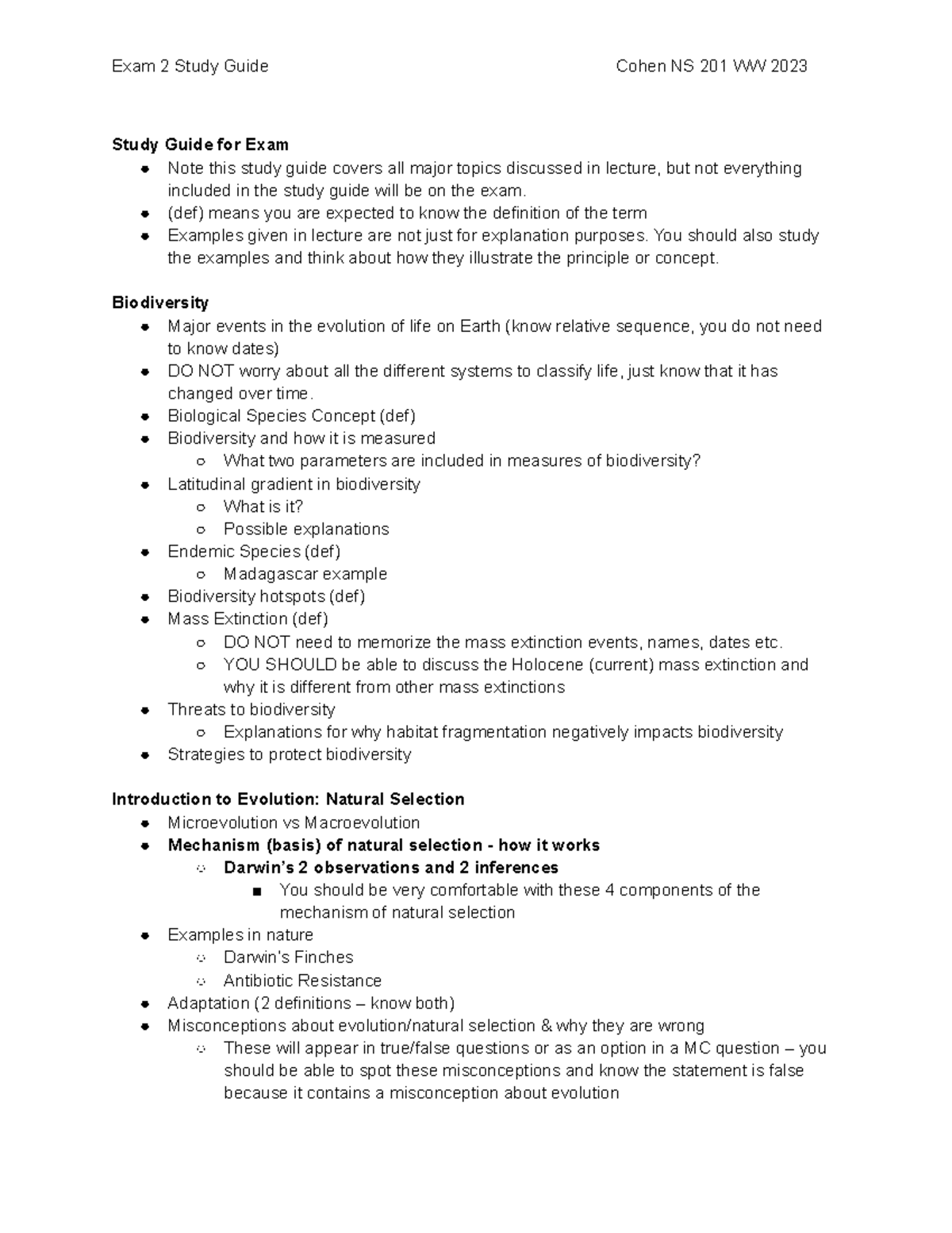 Exam 2 Study Guide 2023 - Study Guide for Exam Note this study guide ...