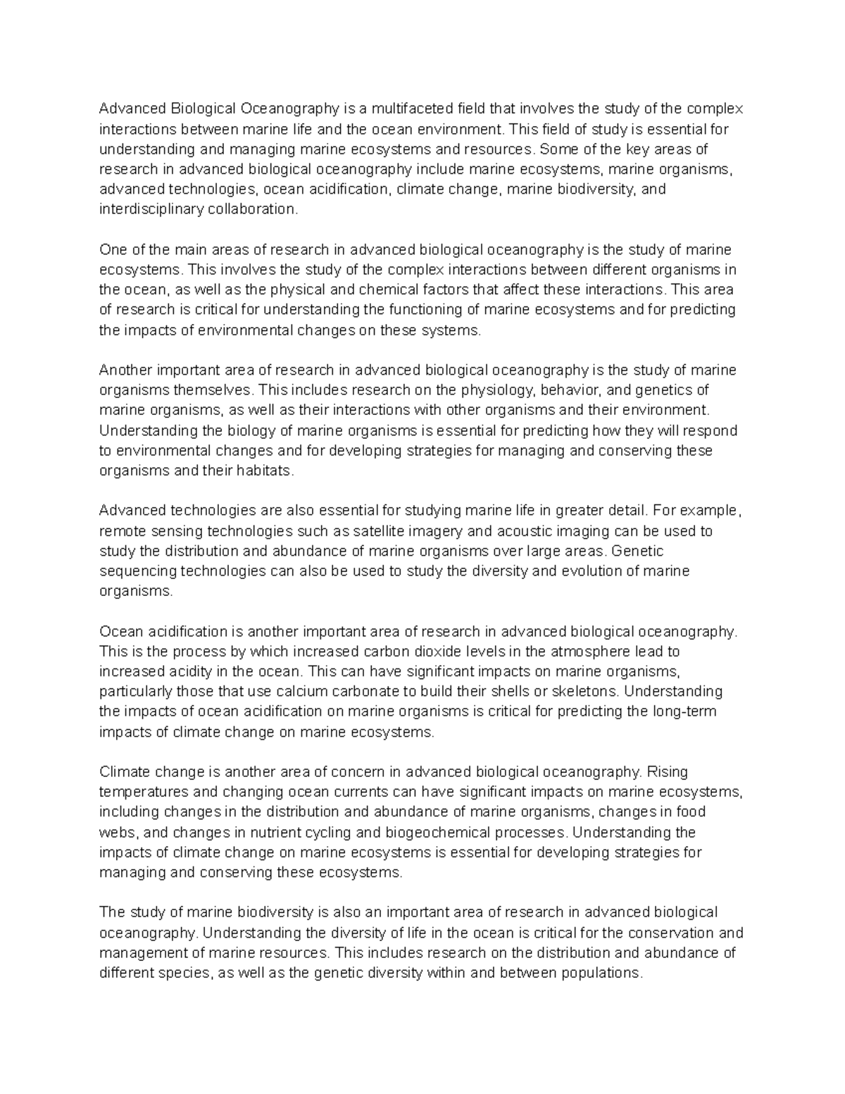 Notes on Advanced Biological Oceanography - Advanced Biological ...