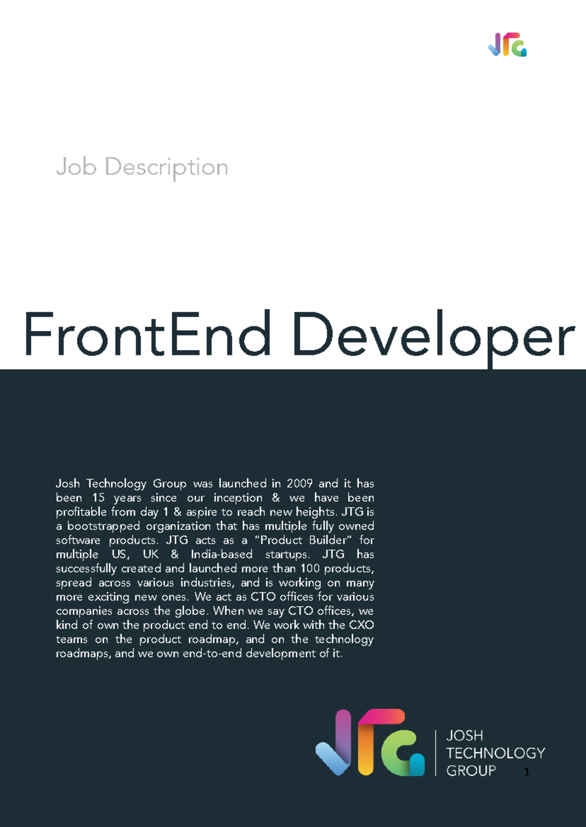 Front End Developer(Fresher-Batch 2025) -JD.docx - Job Description FrontEnd Developer Josh - Studocu
