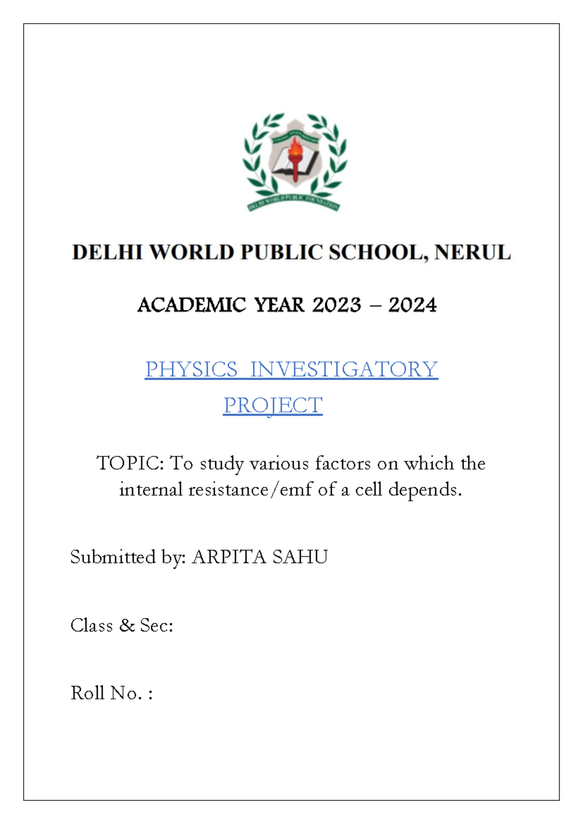 Physics Investigatory project Class 12 - PHYSICS INVESTIGATORY PROJECT ...