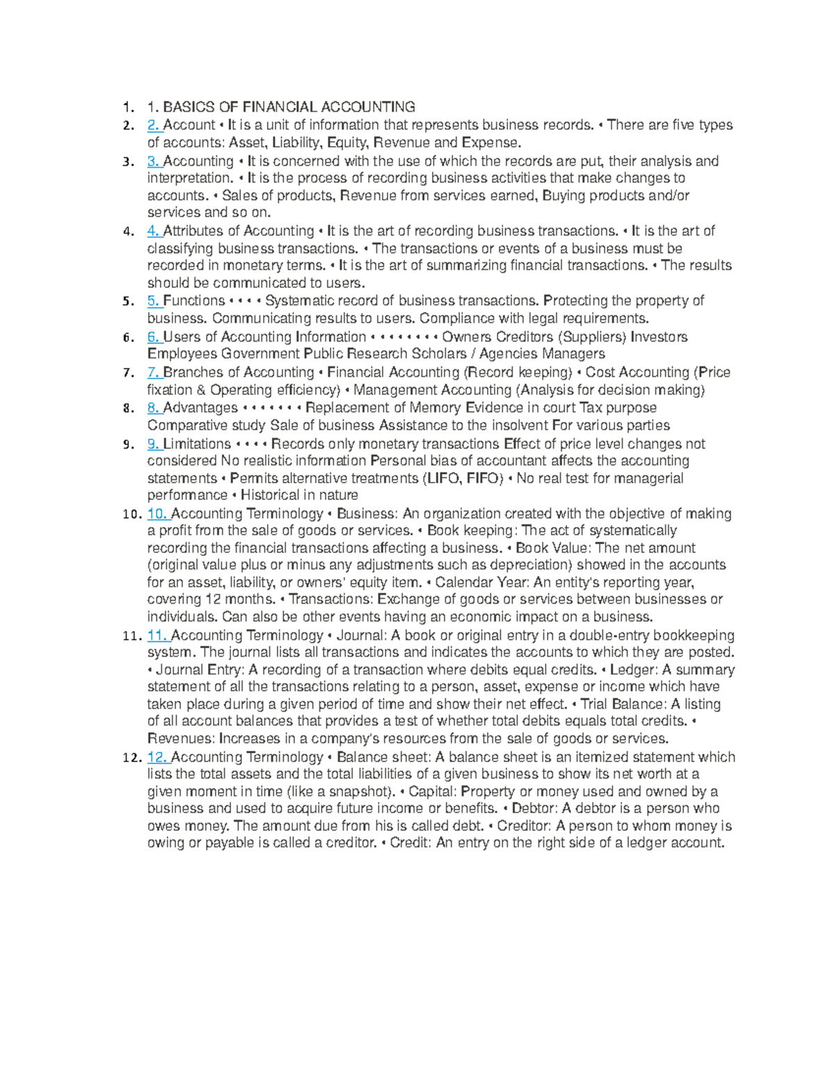 Theoretical topics about basic accounting - 1. 1. BASICS OF FINANCIAL ...