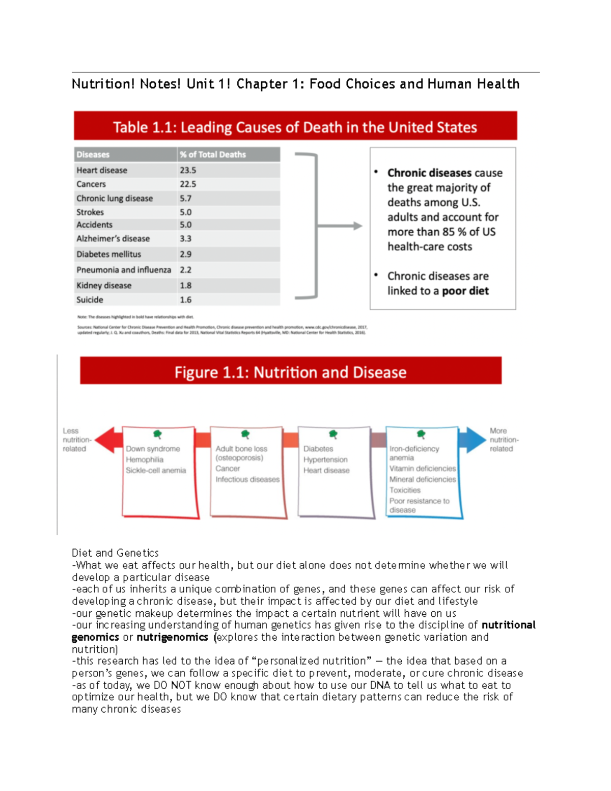 Nutrition Units 1-3 Notes - Nutrition! Notes! Unit 1! Chapter 1: Food ...