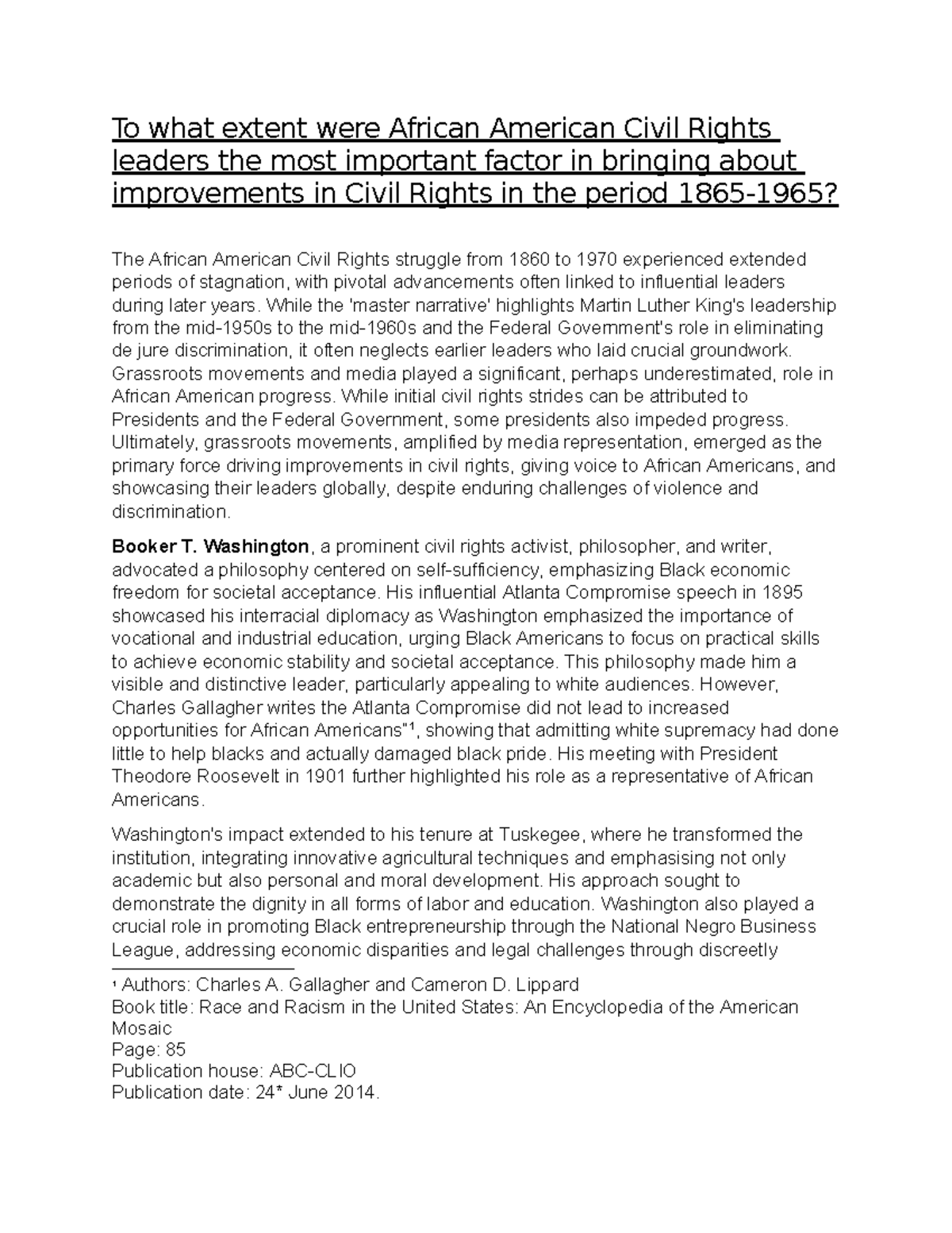 Civil Rights A-level history coursework - To what extent were African ...