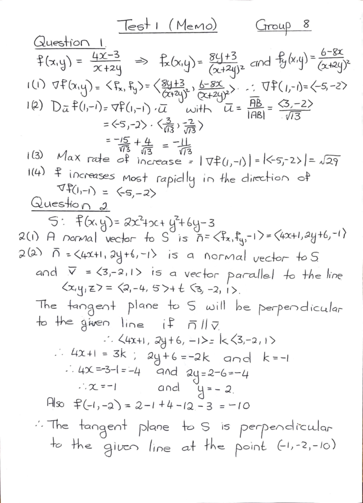 Tutorial Test 1 Memo 2024 - Quesi-lor\ I . b-8'x 4x_-3 ,p - 8L' +3 d ...