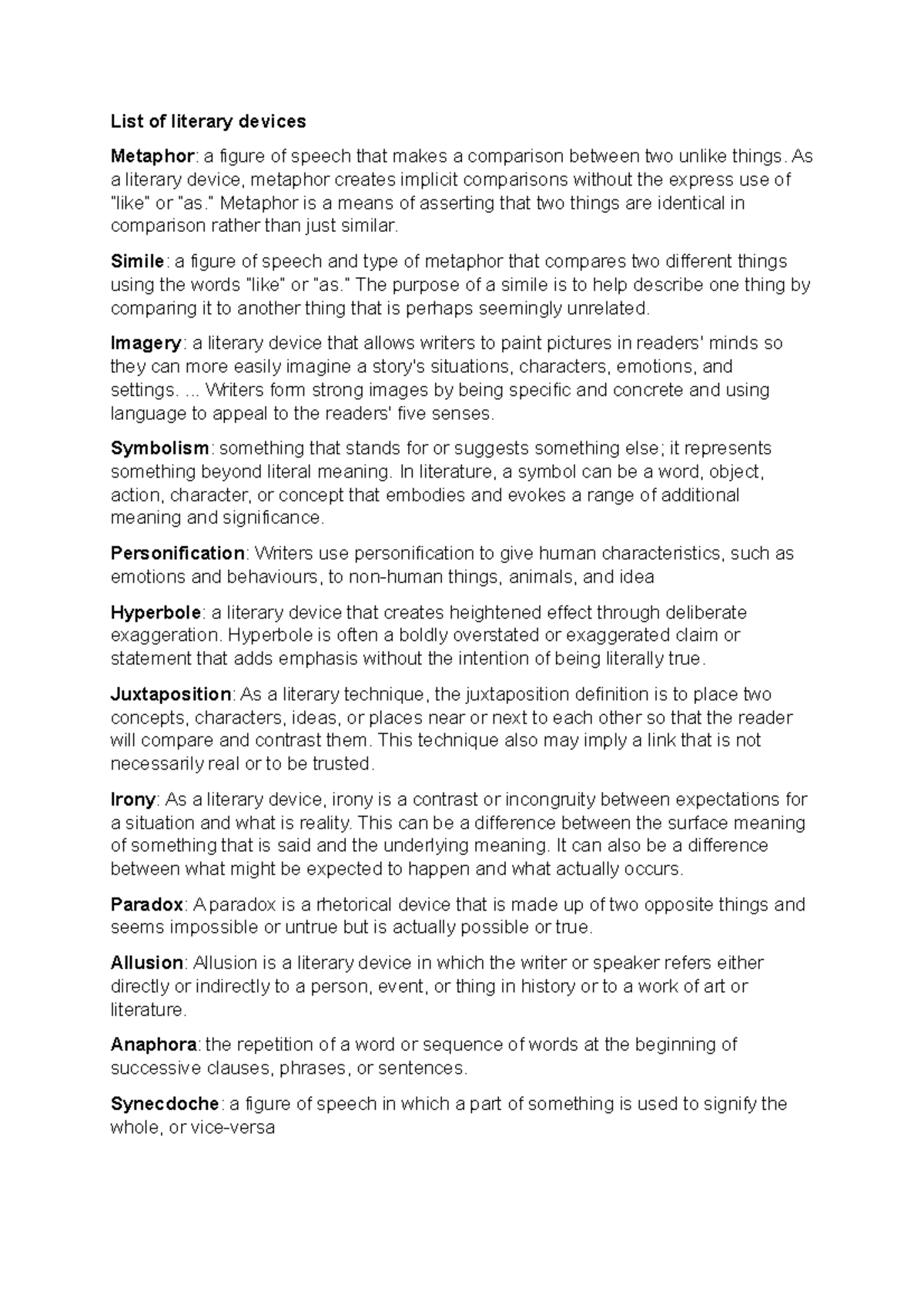 List of literary devices - List of literary devices Metaphor: a figure ...