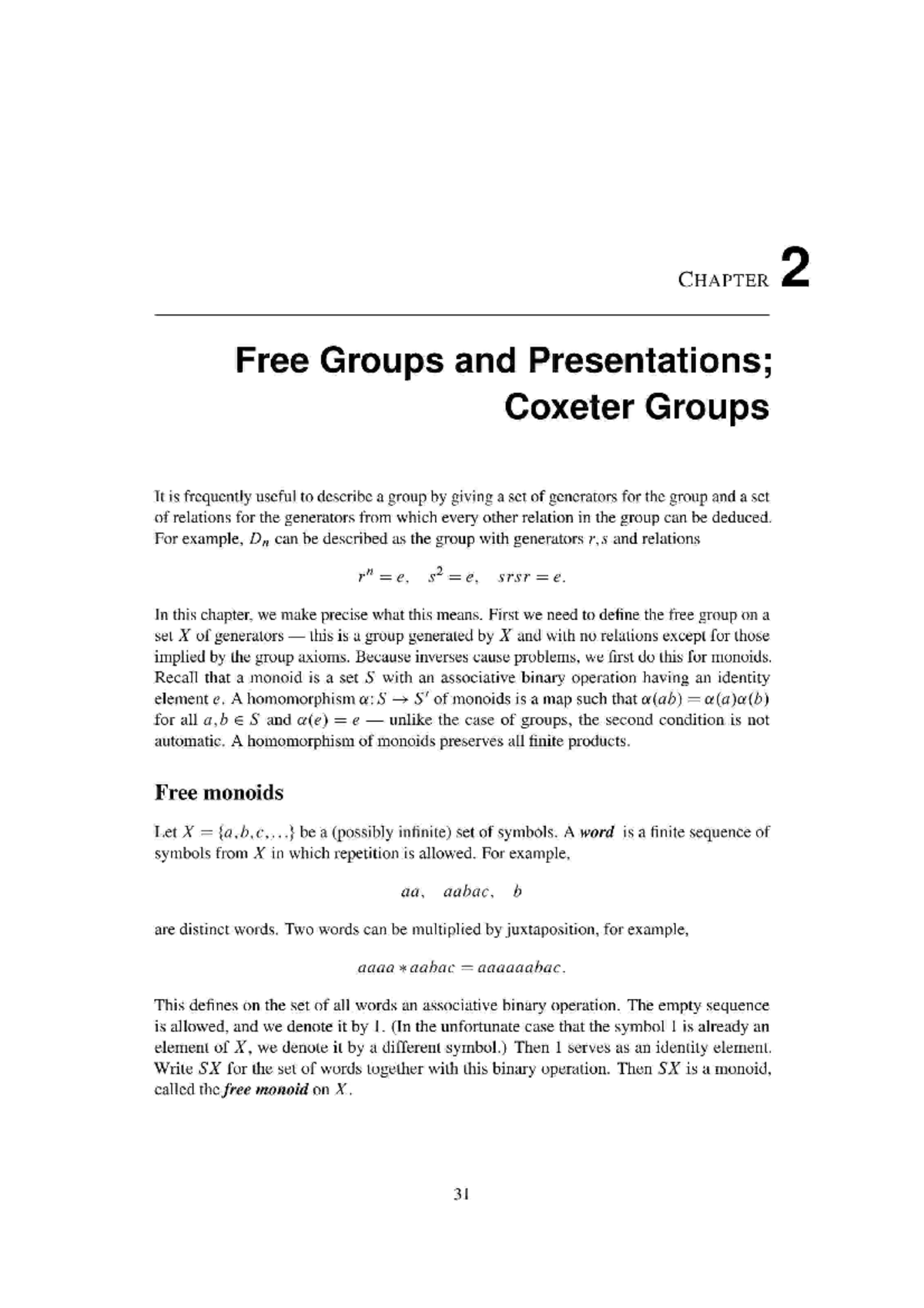 Chapter -2 Free Group And Presentation; Coxeter Group - Botany ...