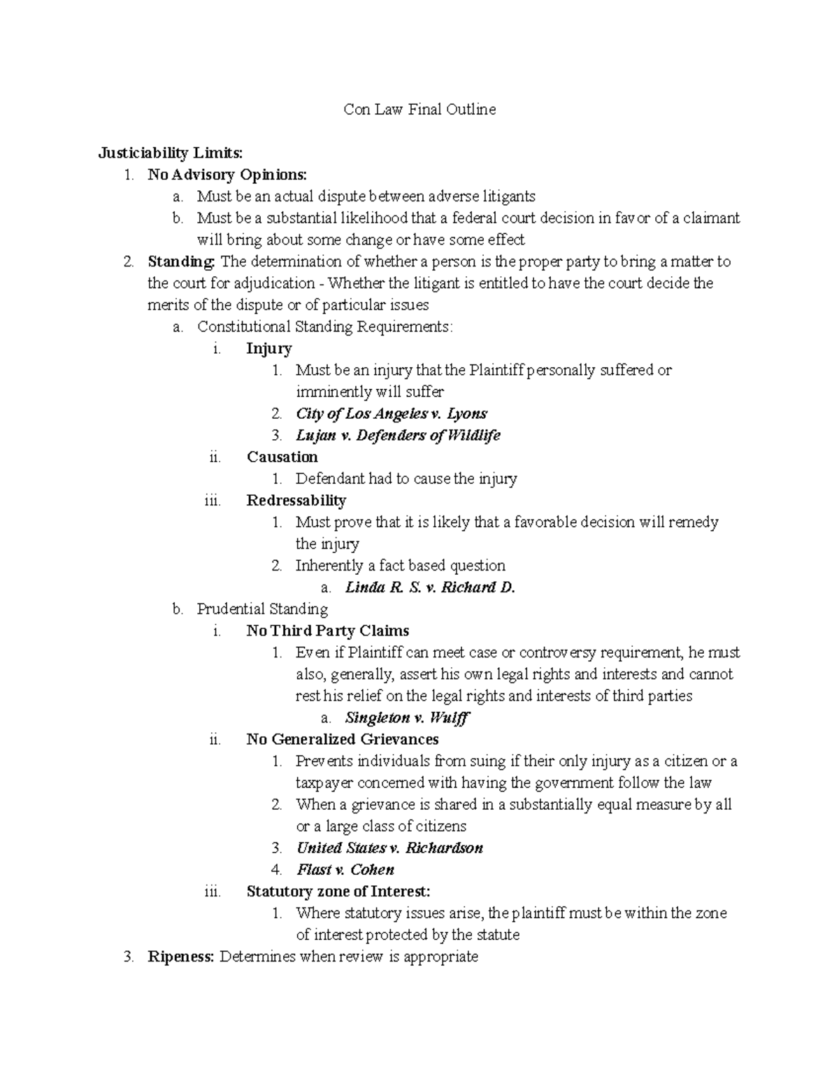 1L Con Law Outline - Falkoff Midterm - Con Law Final Outline ...