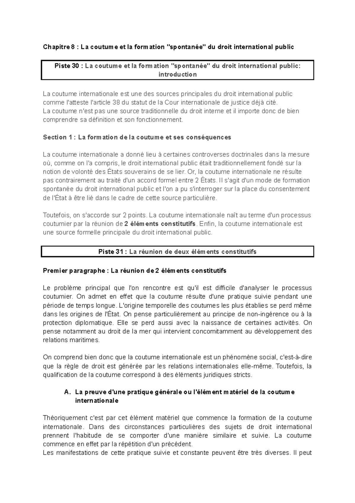Chapitre 8 - La coutume et la formation spontanée du droit ...