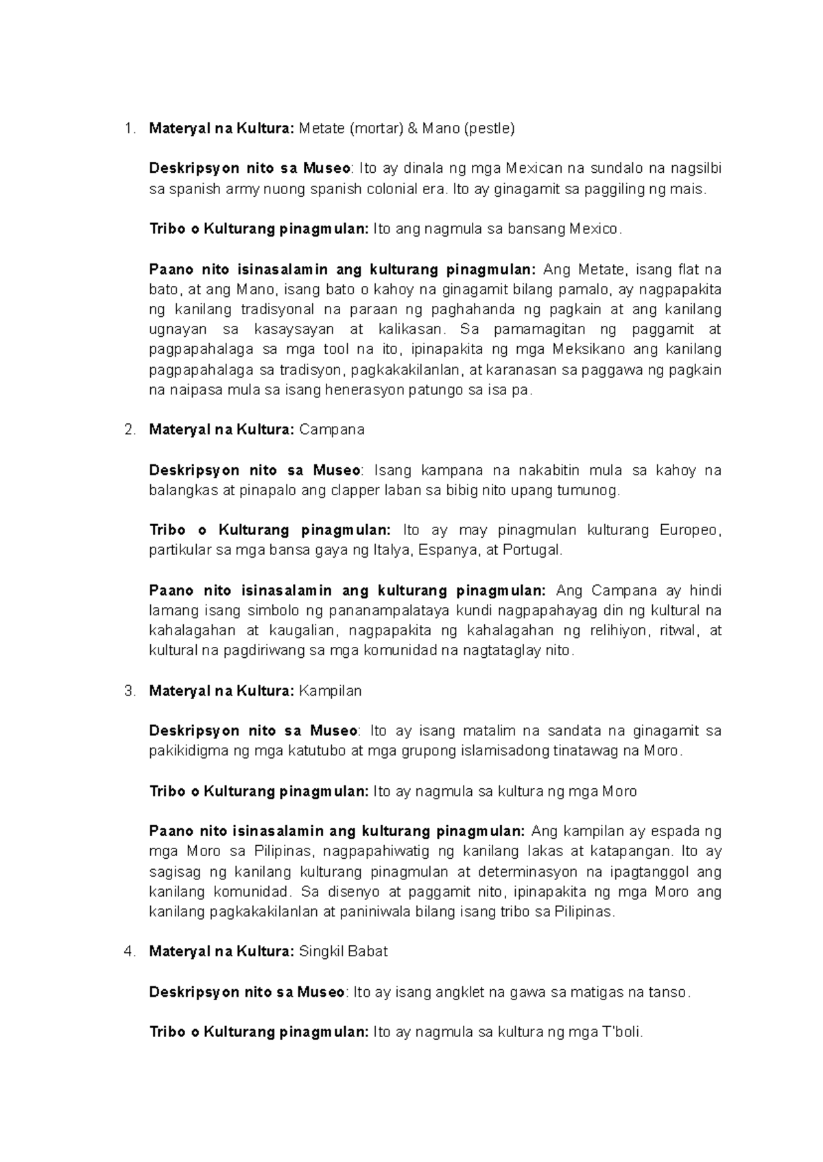 Pagmamapa sa Materyal kultura - Materyal na Kultura: Metate (mortar ...