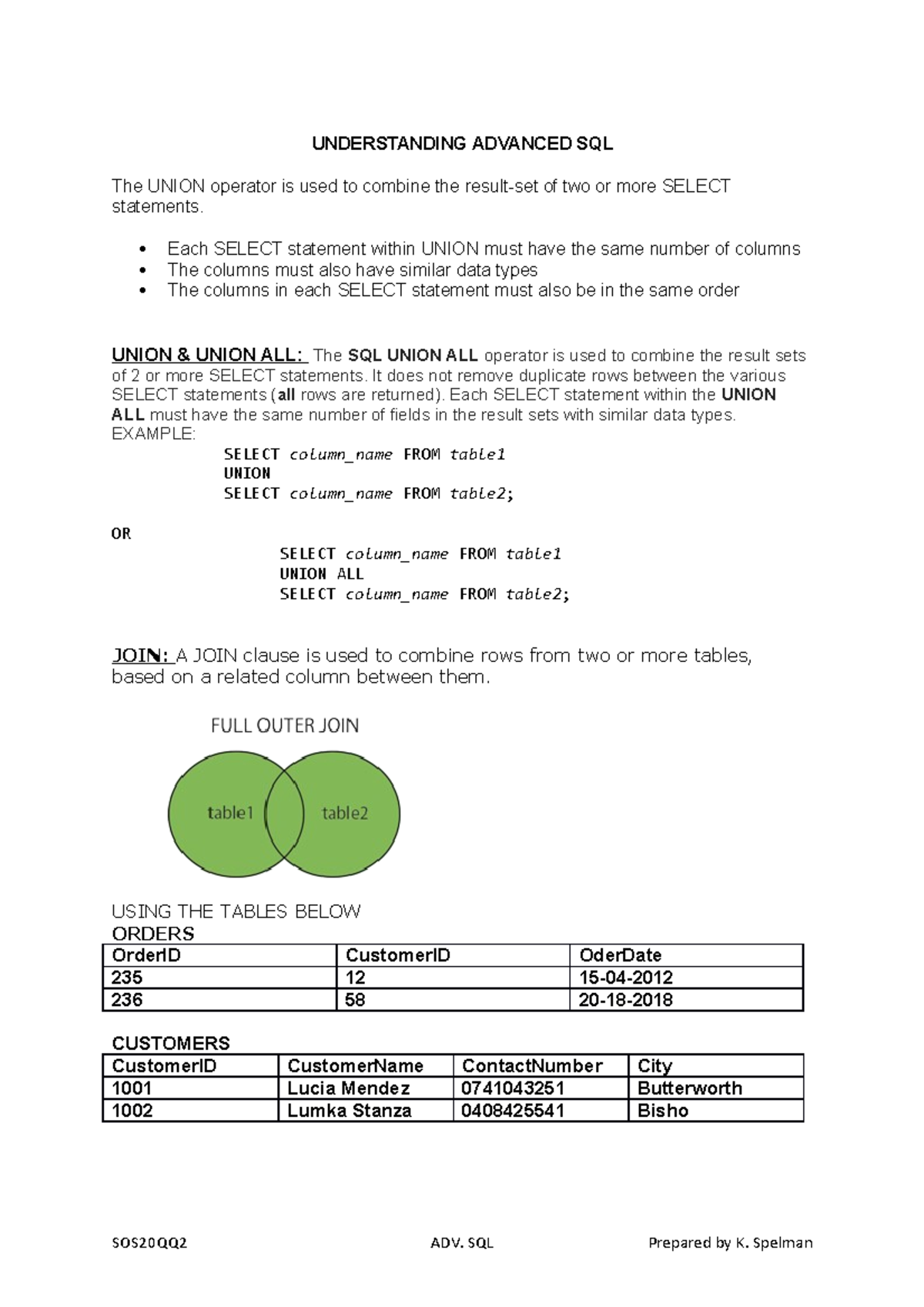 Adv Sql Statements Advanced Sql Statement Understanding Advanced