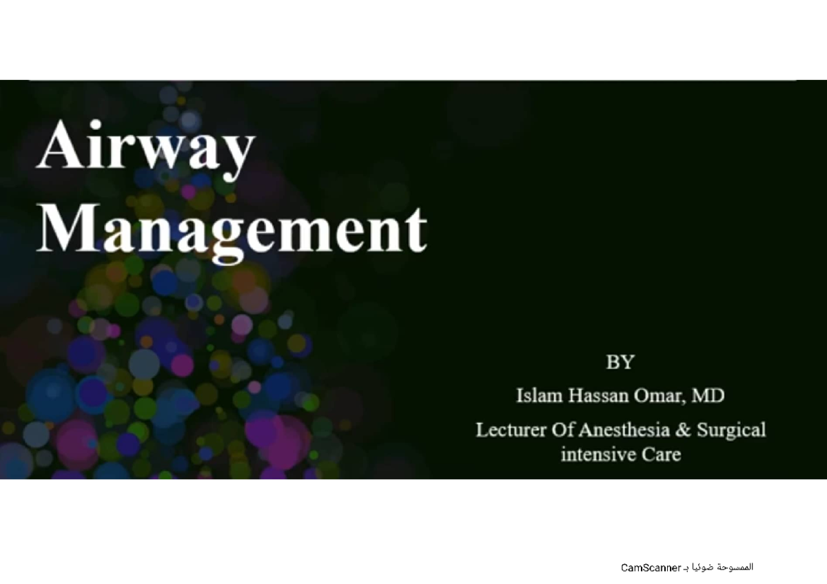 Airway management - Medical - Studocu