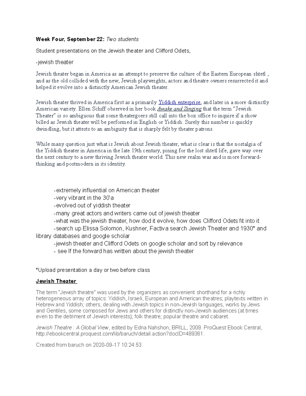 Context Presentation Notes-2 - Week Four, September 22: Two students ...