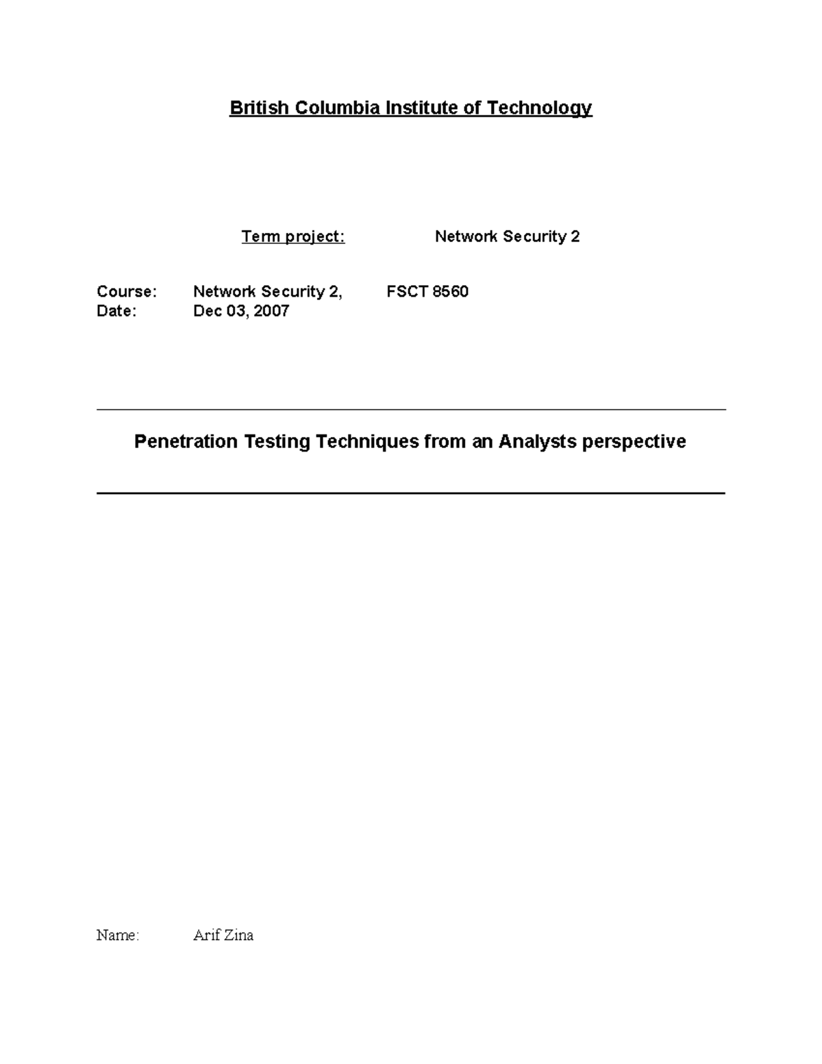 13470161 Final Project Penetration Testing - British Columbia Institute ...