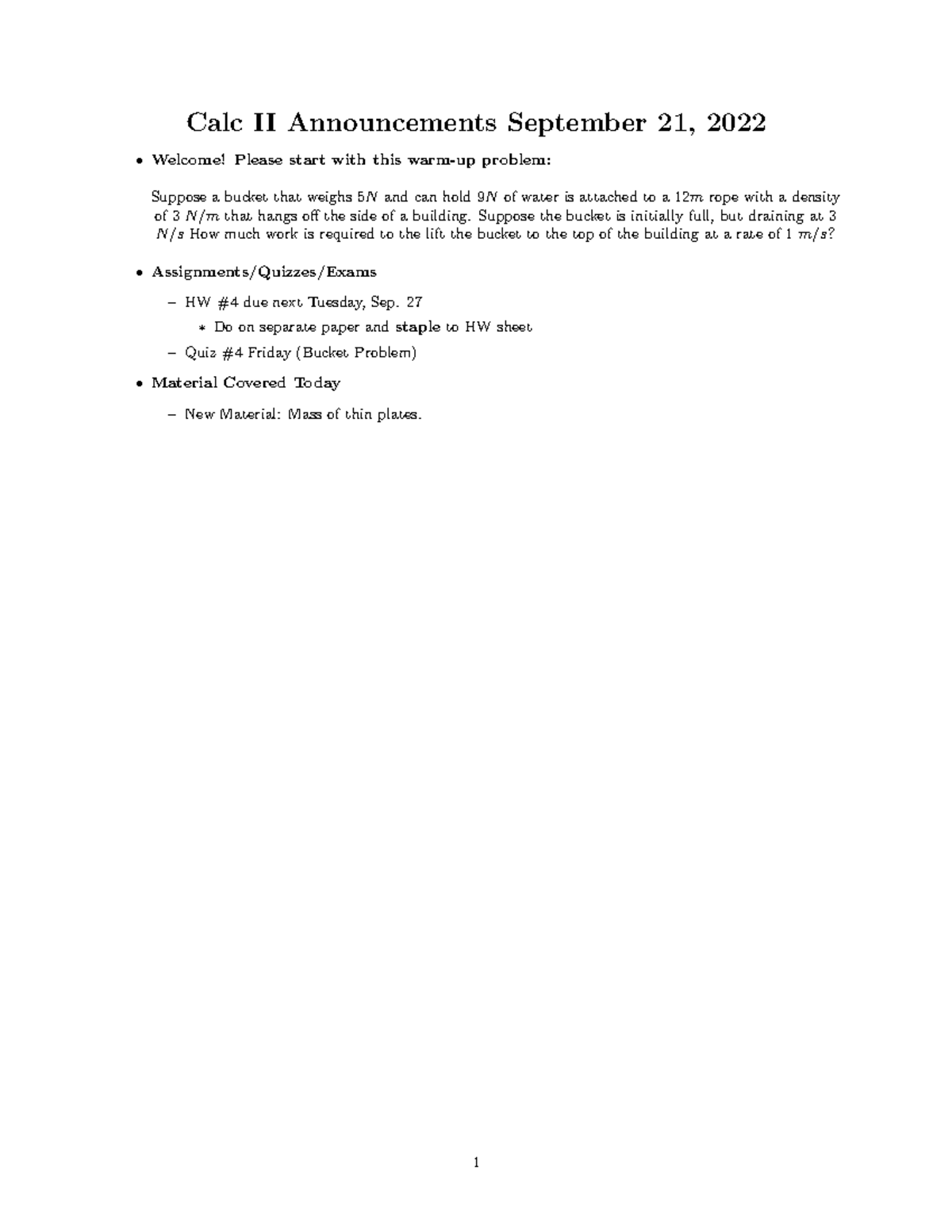 Mass of Thin Plates - Calc 2 for Physical Scientists w/ Kopel as course ...