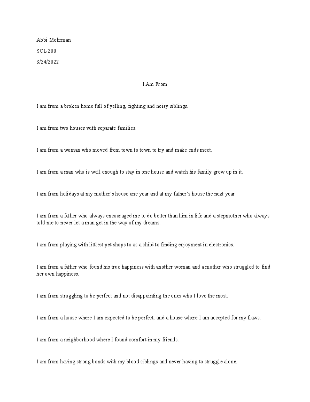 I Am From Poem - A poem that explains who I am and is used to introduce ...